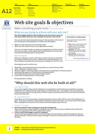 Web site goals & objectives | PDF | Web Development | Internet