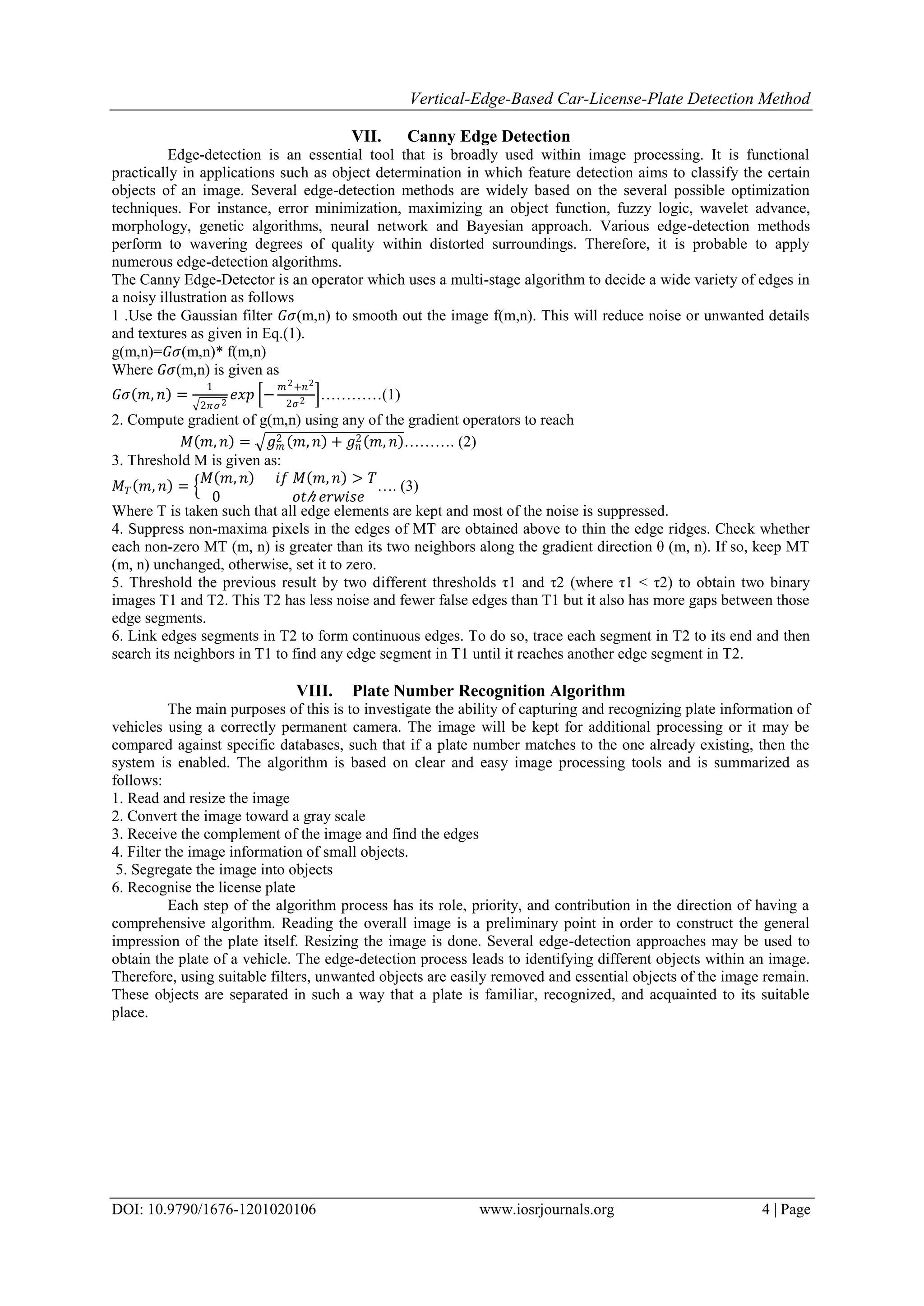 Vertical-Edge-Based Car-License-Plate Detection Method | PDF