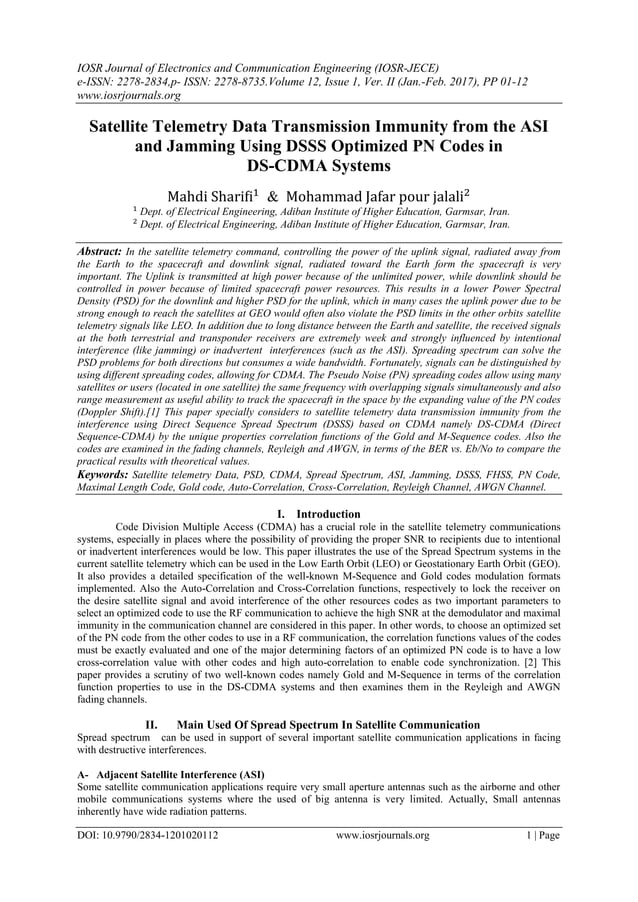 Satellite Telemetry Data Transmission Immunity from the ASI and Jamming ...