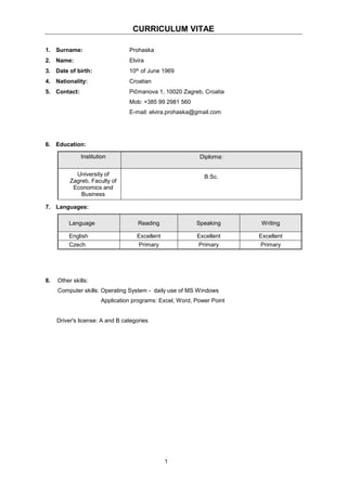 CV-Prohaska Elvira 2017 Eng | PDF
