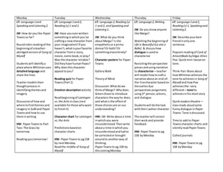 Paper Towns Unit Calendar | PPT