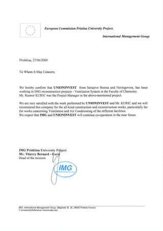 Recommendation Letter IMG Project Manager | PDF