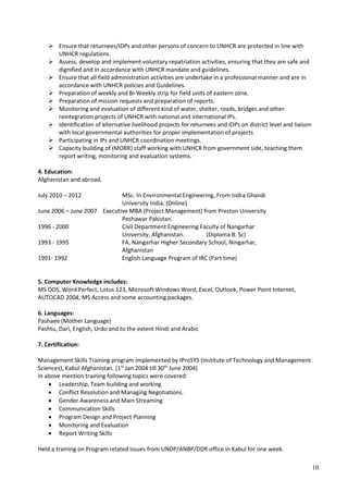 CV Homayoun WAFA Updated 2016 | PDF | Human Resources | Business