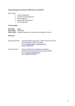 CV Homayoun WAFA Updated 2016 | PDF | Human Resources | Business