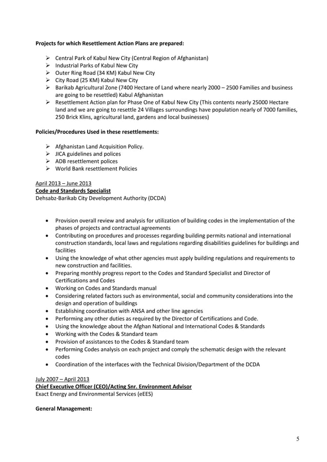 CV Homayoun WAFA Updated 2016 | PDF | Human Resources | Business