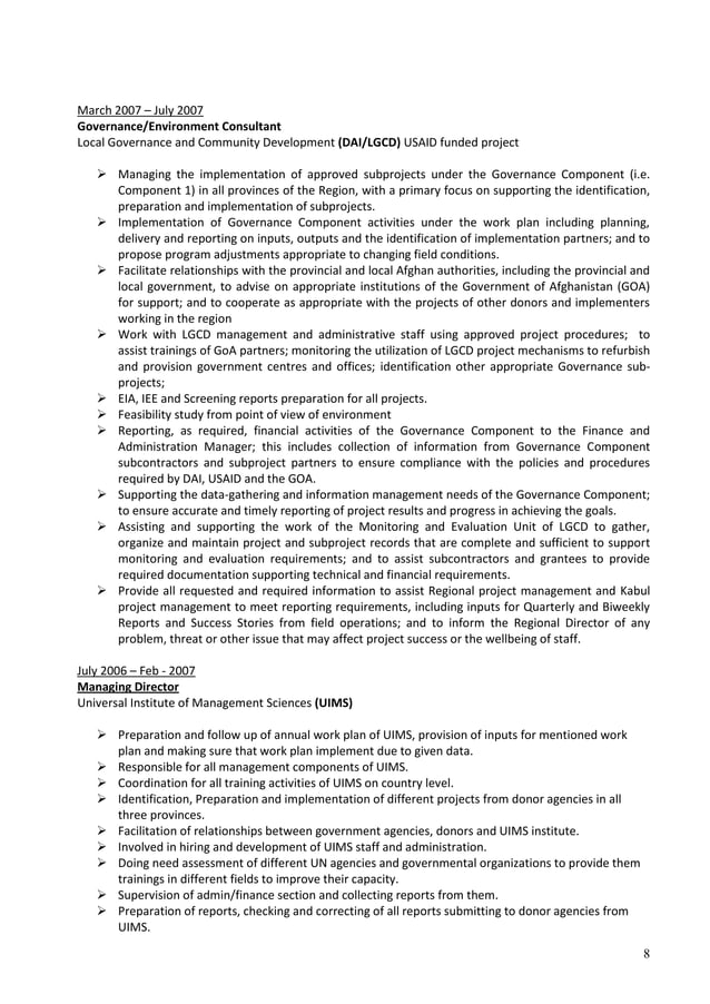 CV Homayoun WAFA Updated 2016 | PDF | Human Resources | Business