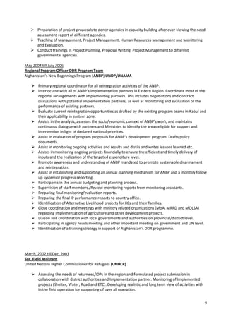 CV Homayoun WAFA Updated 2016 | PDF | Human Resources | Business