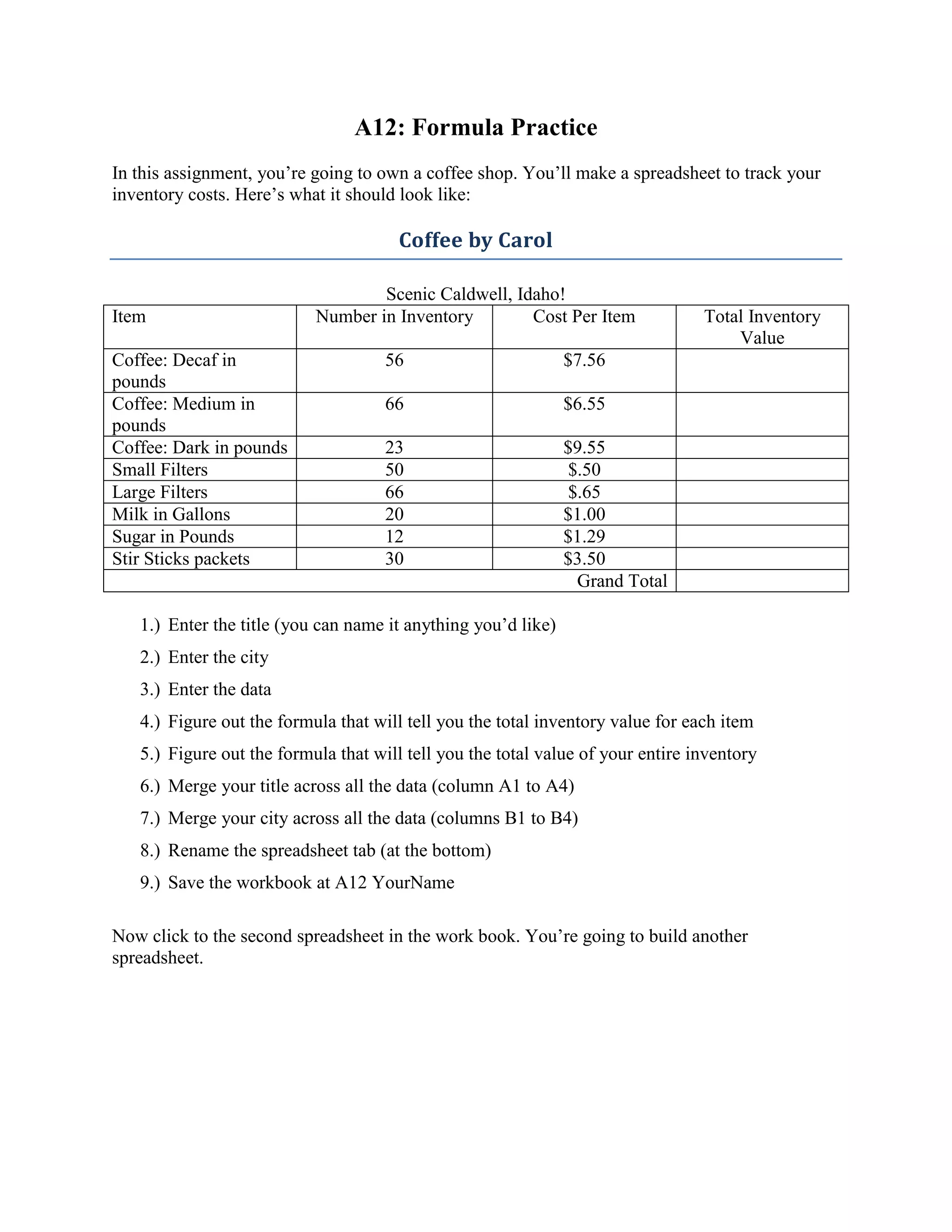 A1 formula practice | PDF