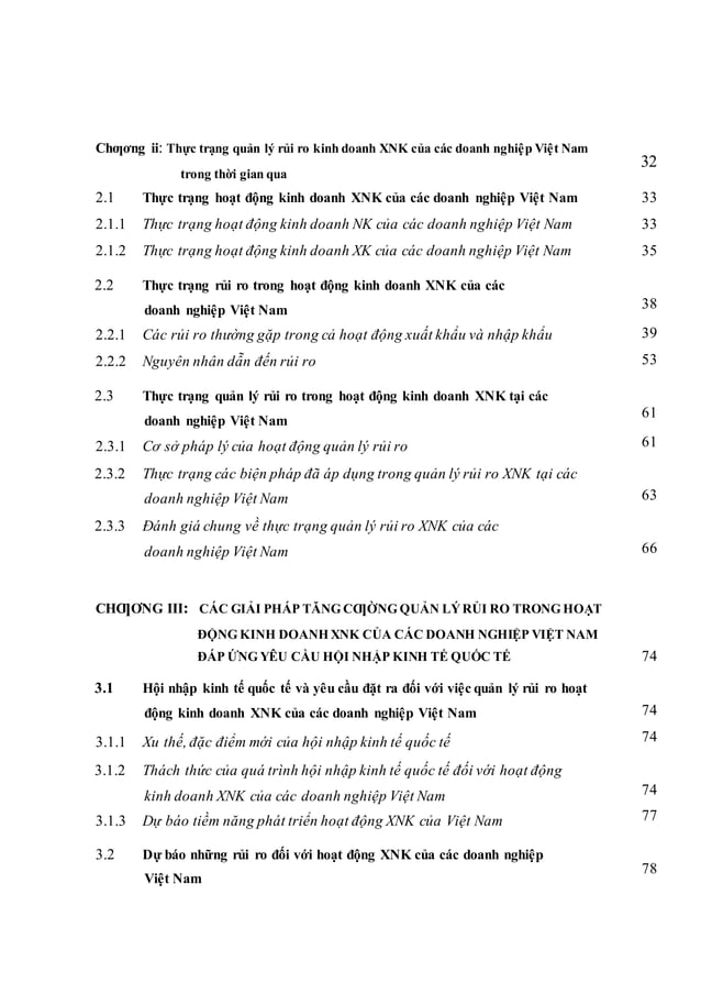 Quản lý rủi ro trong hoạt động kinh doanh XNK của các doanh nghiệp Việt Nam đáp ứng yêu cầu hội ...