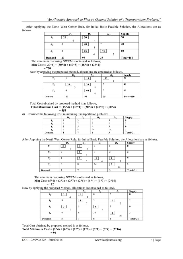 “An Alternate Approach to Find an Optimal Solution of a Transportation Problem.” | PDF