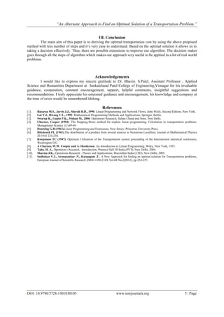 “An Alternate Approach to Find an Optimal Solution of a Transportation ...