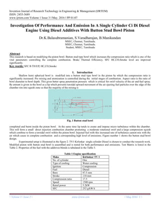 Investigation Of Performance And Emission In A Single Cylinder Ci Di ...