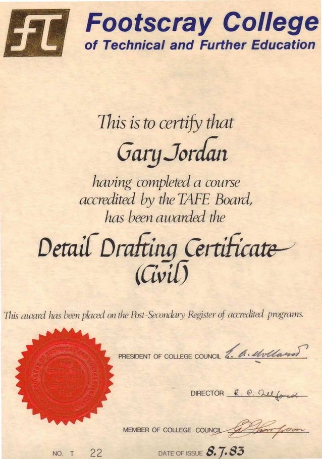 Detail Drafting Cert (Civil) | PDF