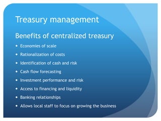 Treasury Management | PPTX | Financial Industry | Industries