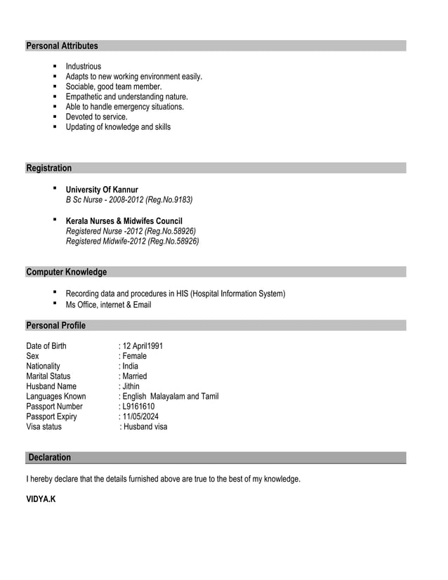 VIDYA CV | PDF | Free Download