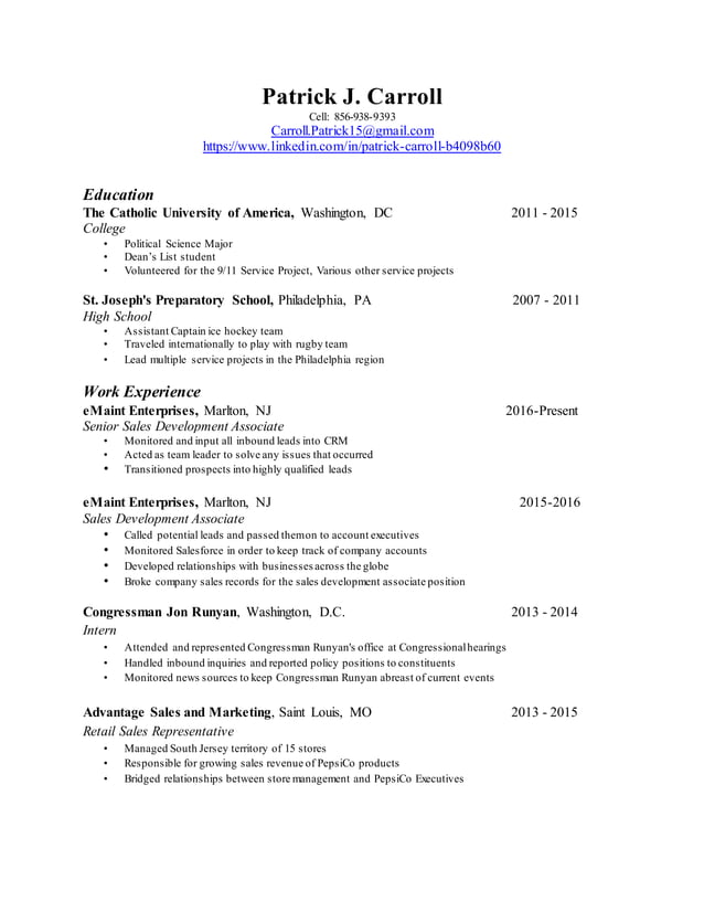 Patrick Carroll Resume | PDF