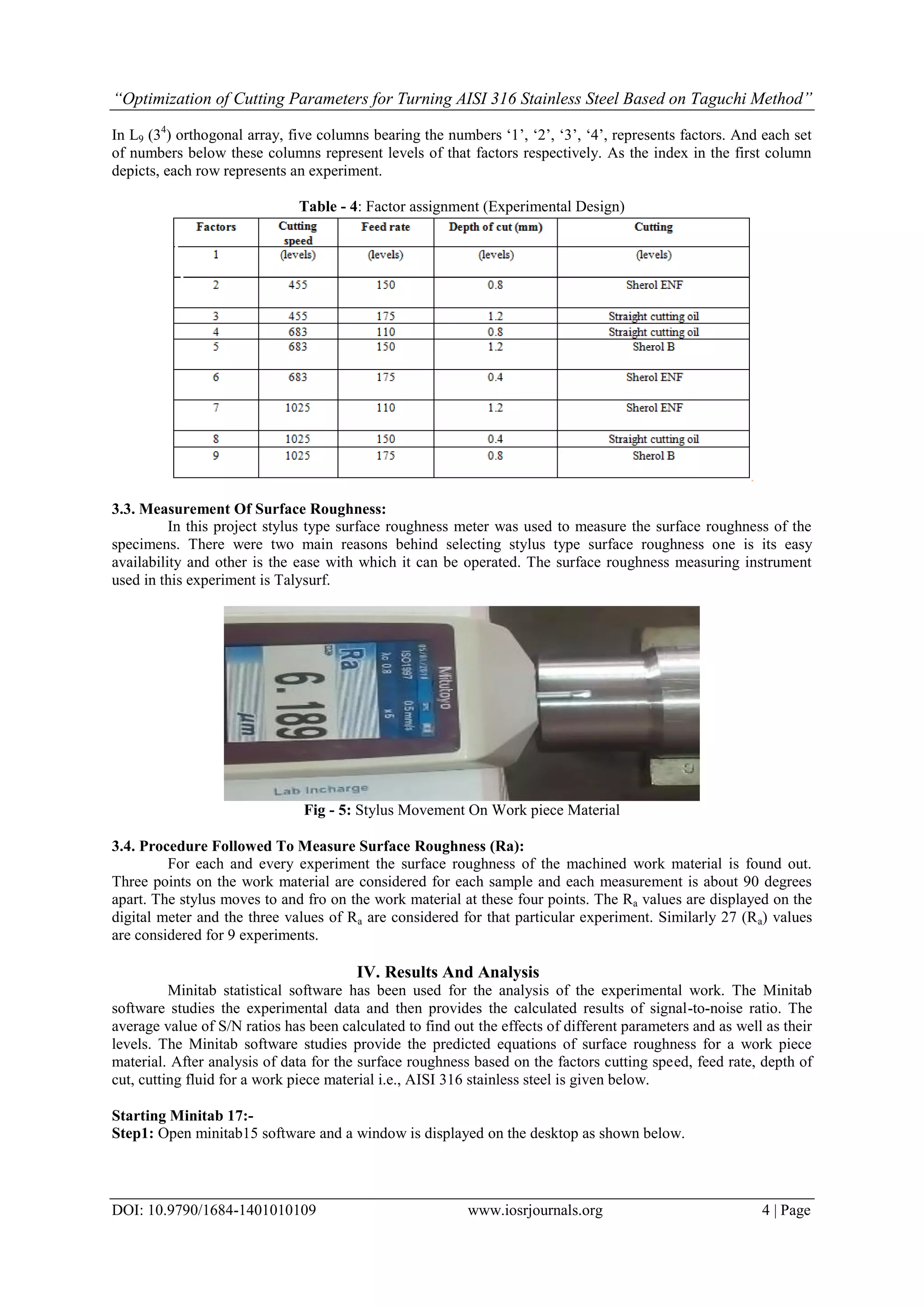“optimization Of Cutting Parameters For Turning Aisi 316 Stainless
