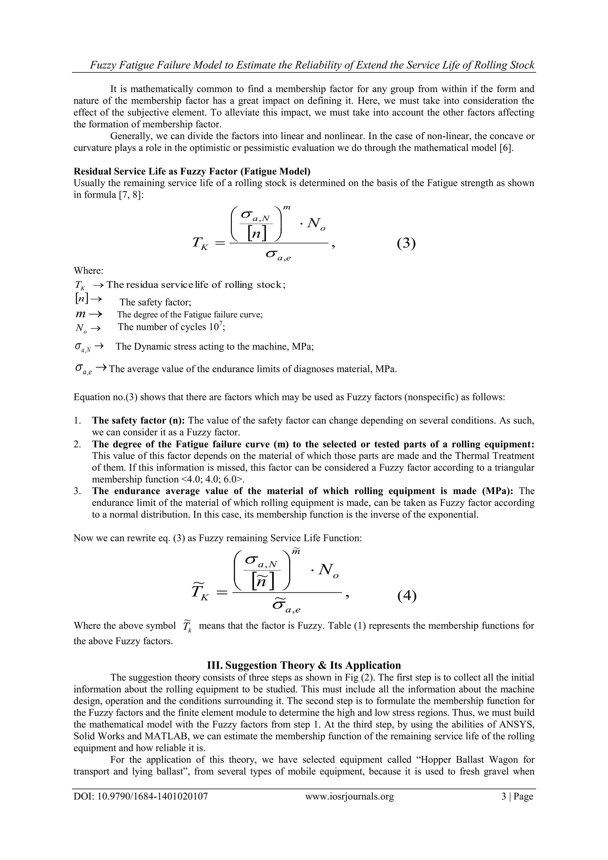 Fuzzy Fatigue Failure Model to Estimate the Reliability of Extend the ...