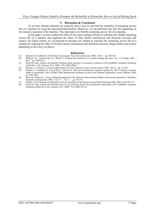 Fuzzy Fatigue Failure Model to Estimate the Reliability of Extend the Service Life of Rolling ...