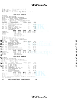 StudentUnofficialTranscript | PDF
