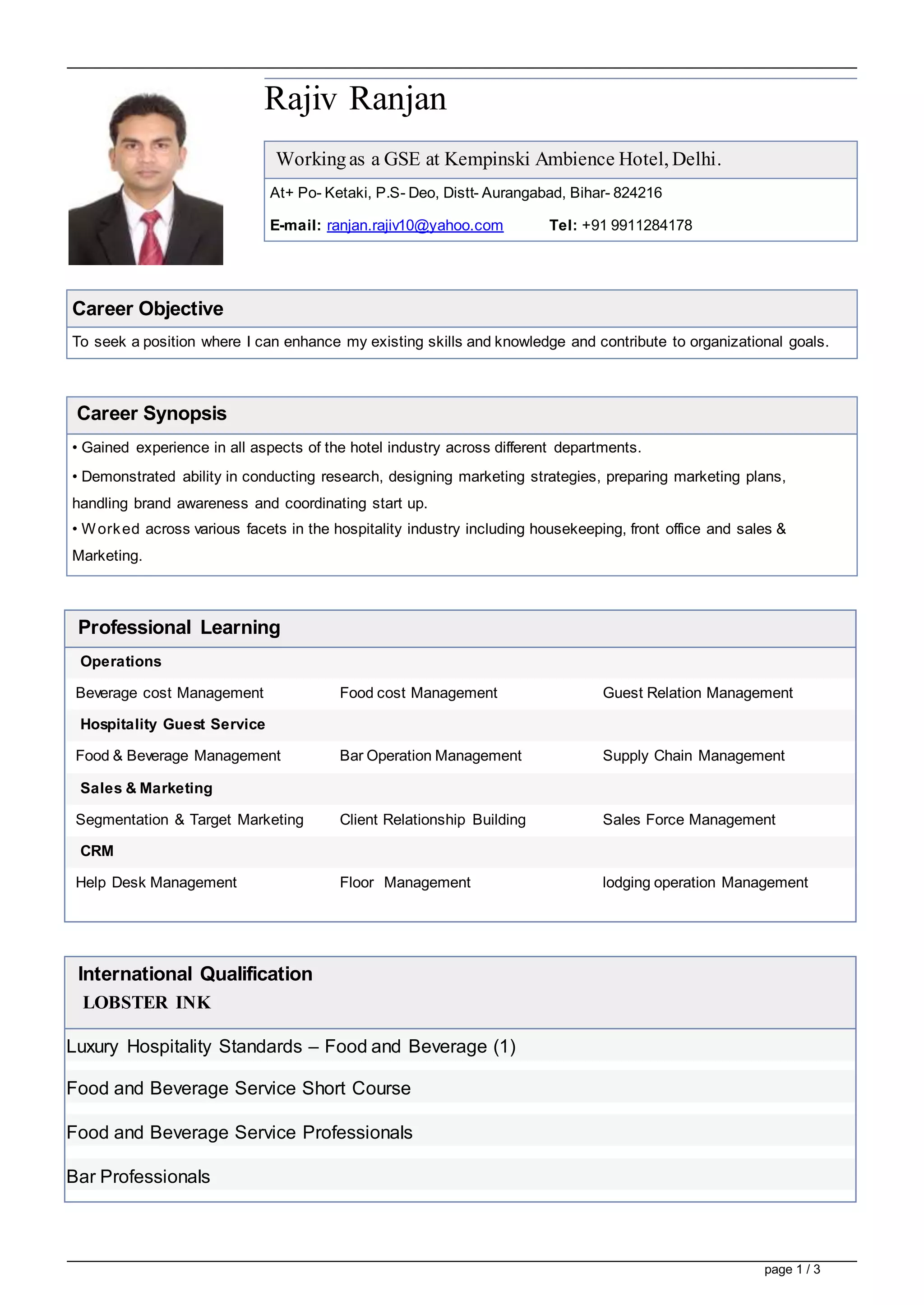 Rajiv Resume 1 | PDF