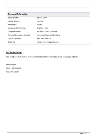 Rajiv Resume 1 | PDF
