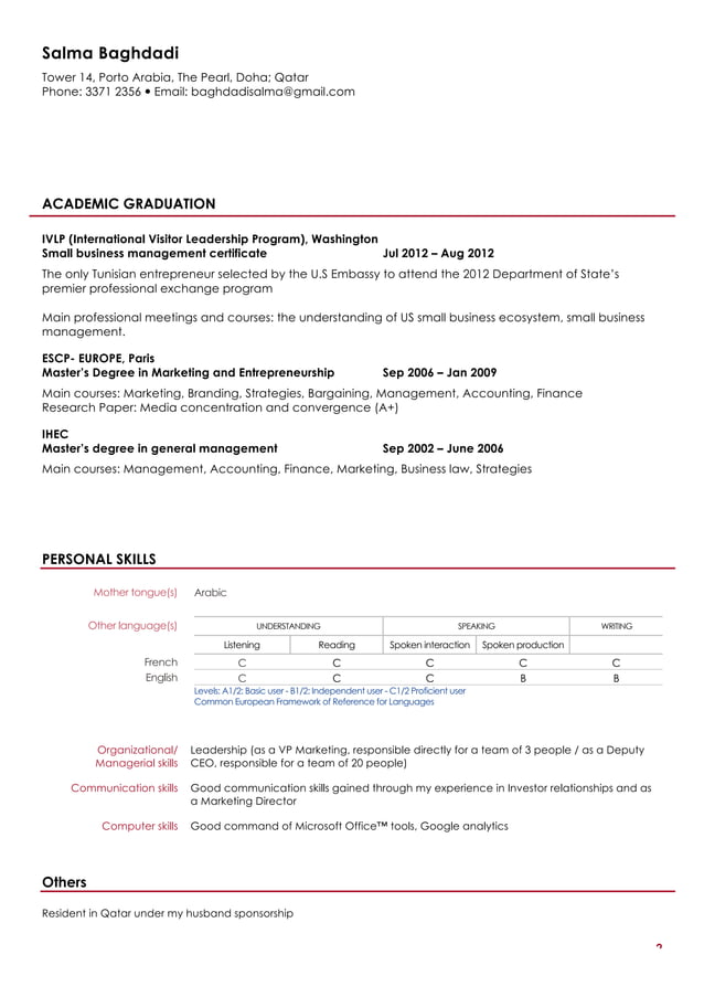 Resumé_Salma Baghdadi_MM_oct 2014 | PDF