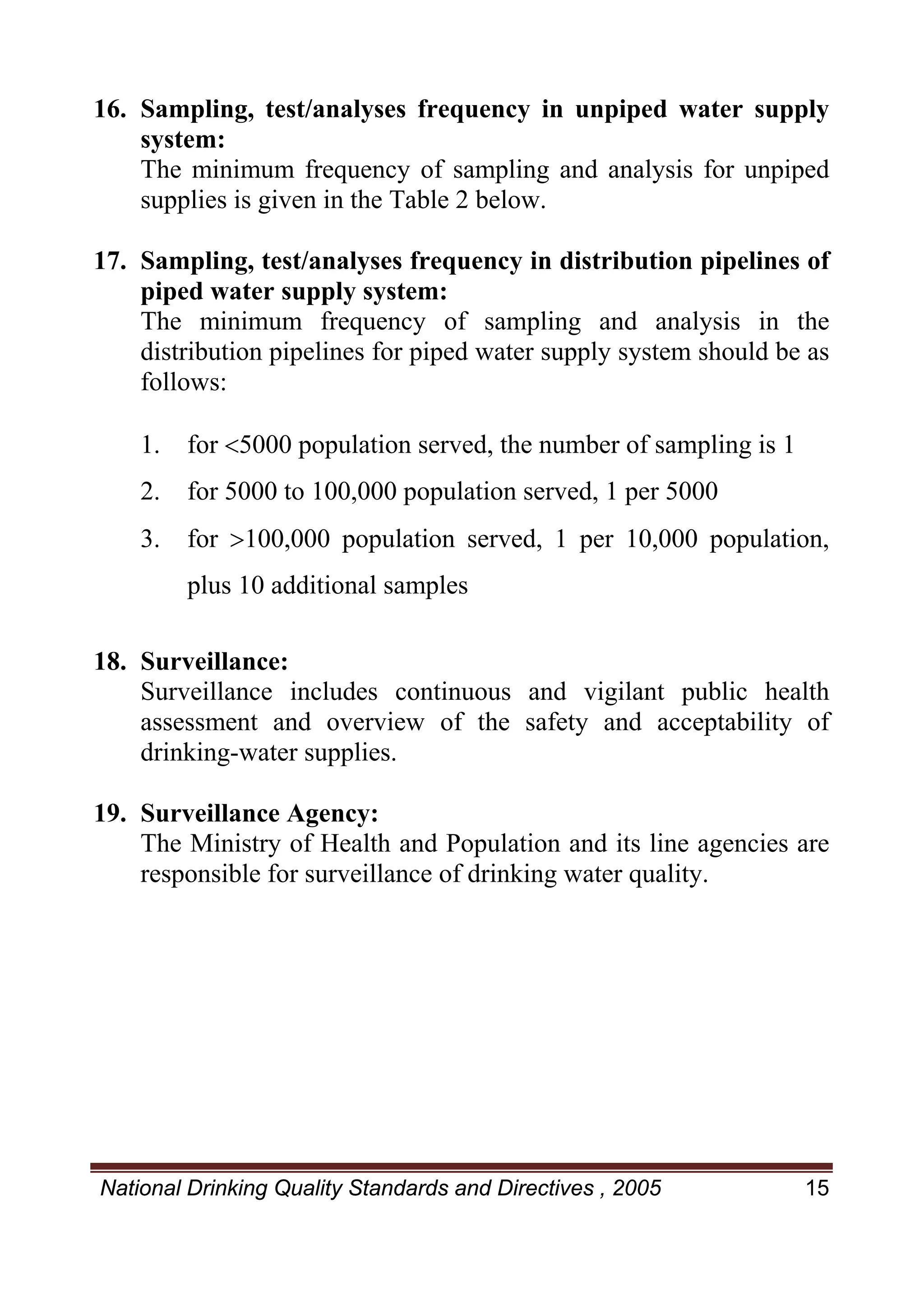 Nepal's national drinking water quality standard 2005 | PDF