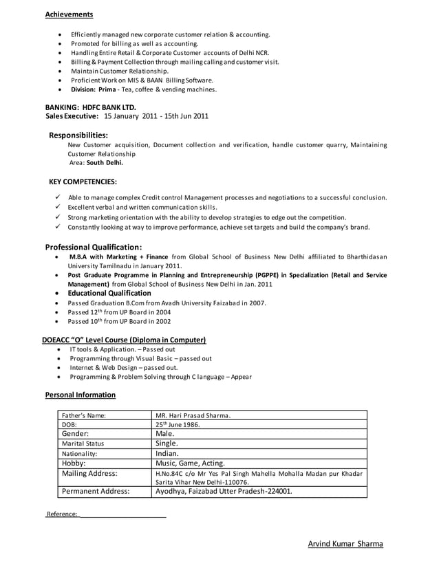 Resume arvind | DOCX