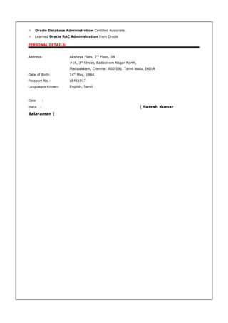 Profile - Suresh Kumar | PDF