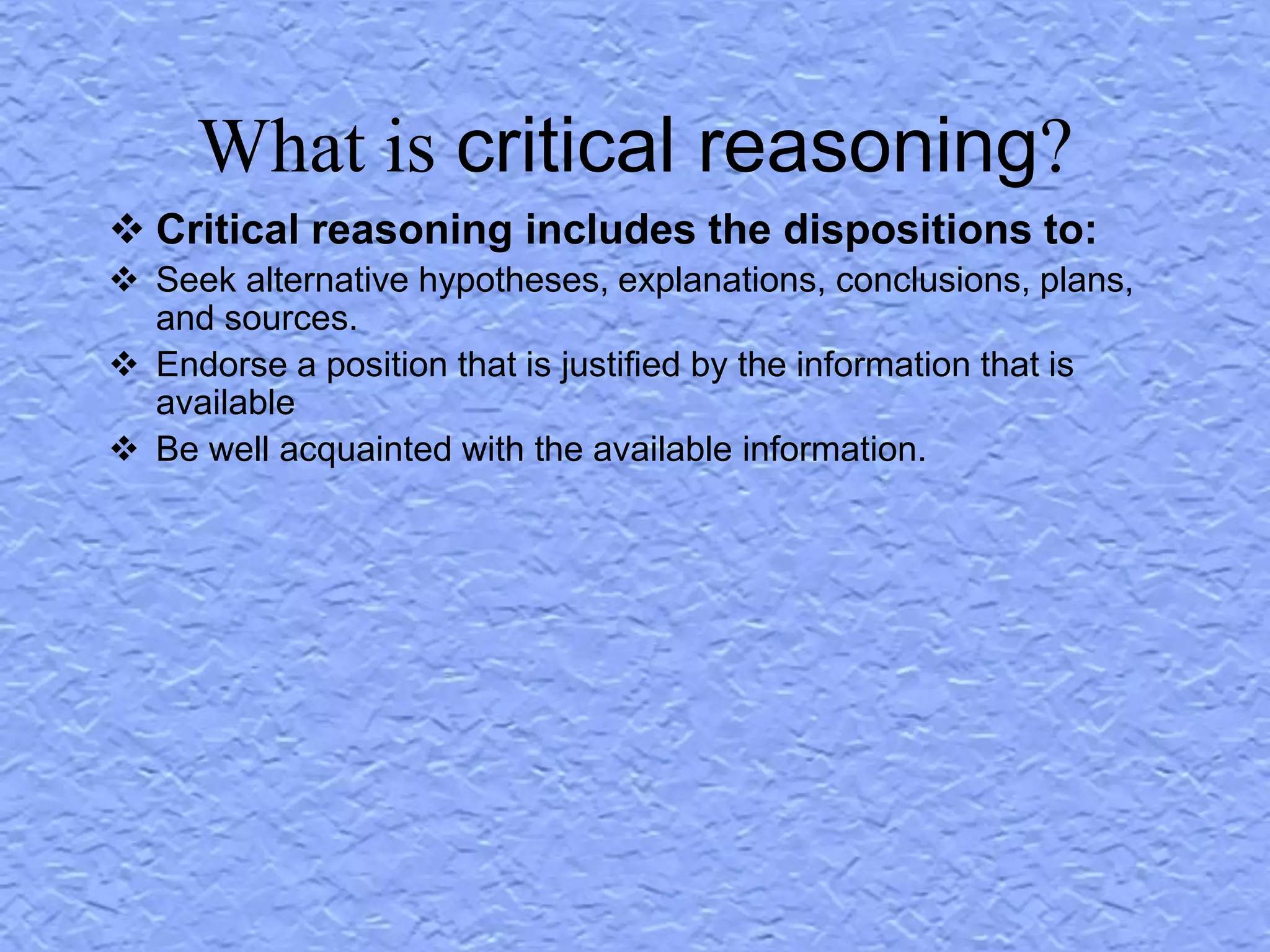 Critical reasoning | PDF