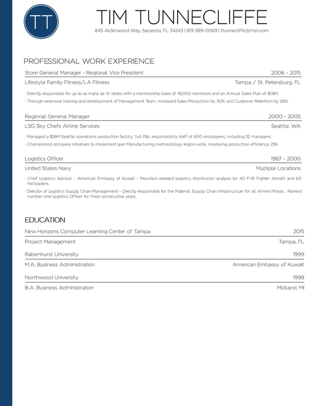 Tim Tunnecliffe New Resume | PDF
