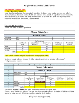 A15 absolute cell reference | DOCX