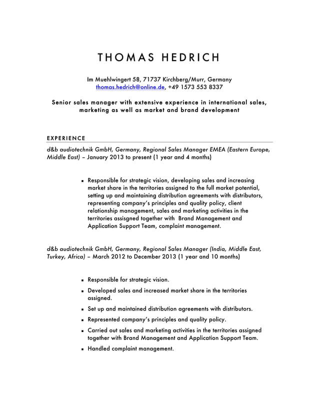 CV Thomas Hedrich | PDF