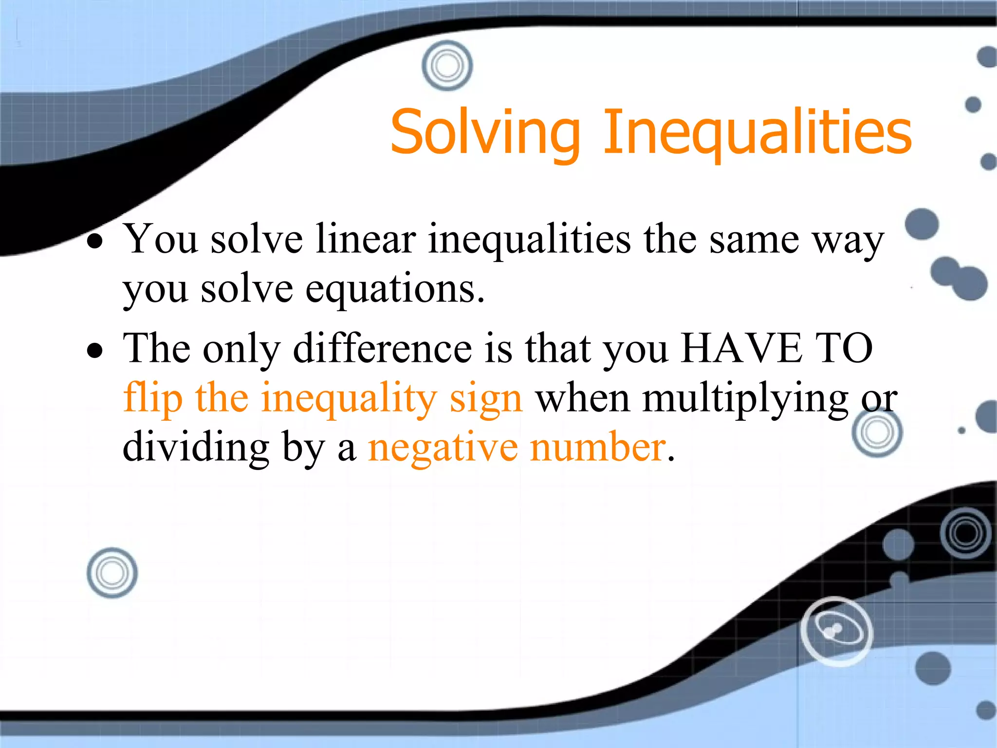 A16-1 One-Step Linear Inequalities | PPT