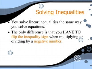 A16-1 One-Step Linear Inequalities | PPT