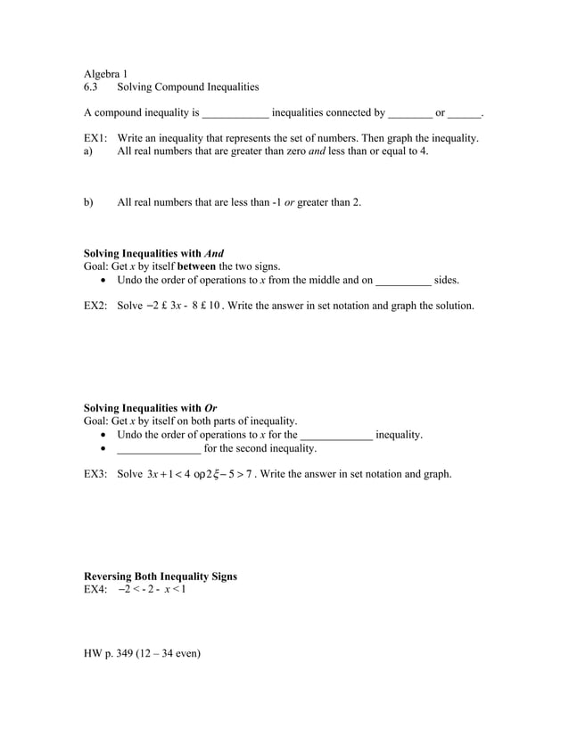 A16-3 Compound Inequalities Notes | DOC