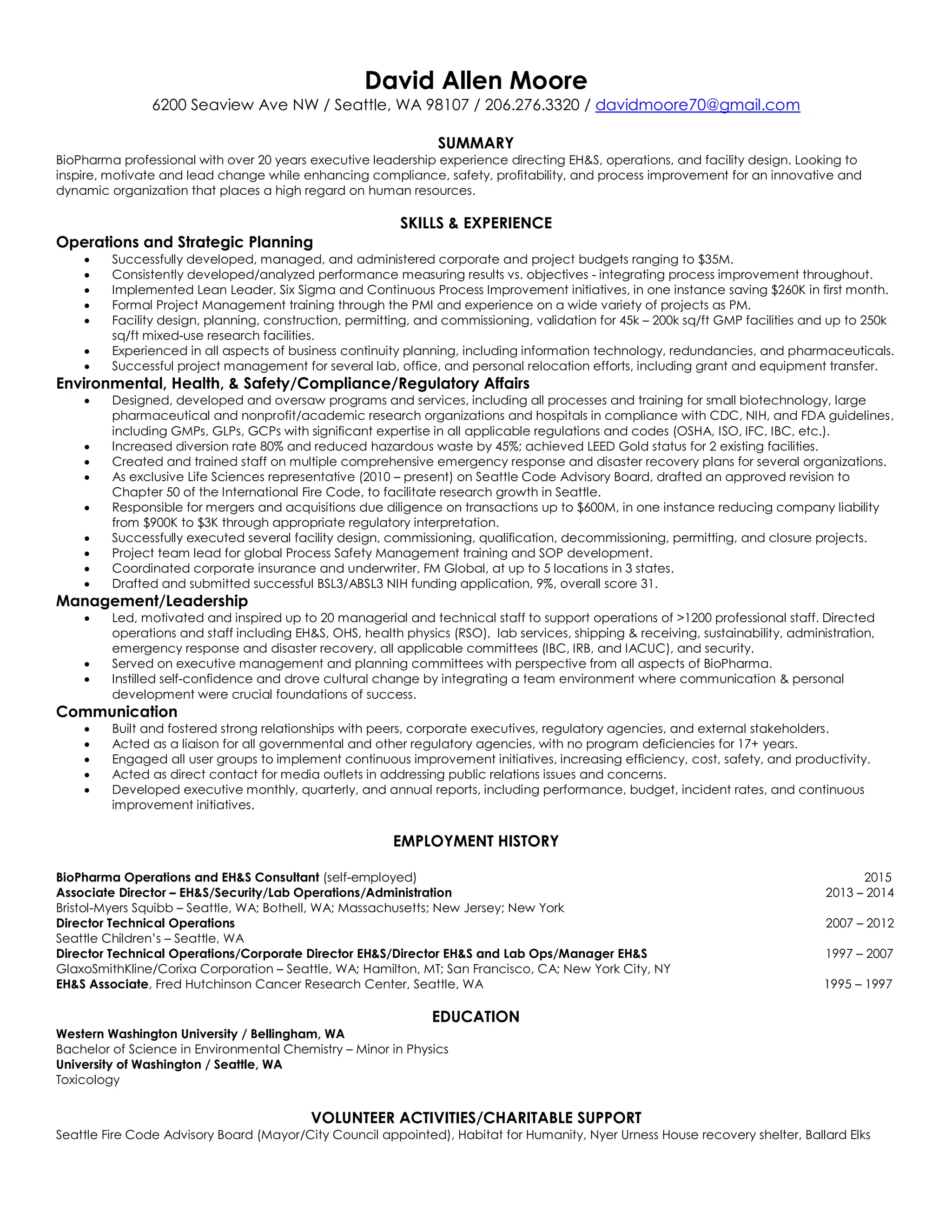 David Moore Resume 2015 | PDF