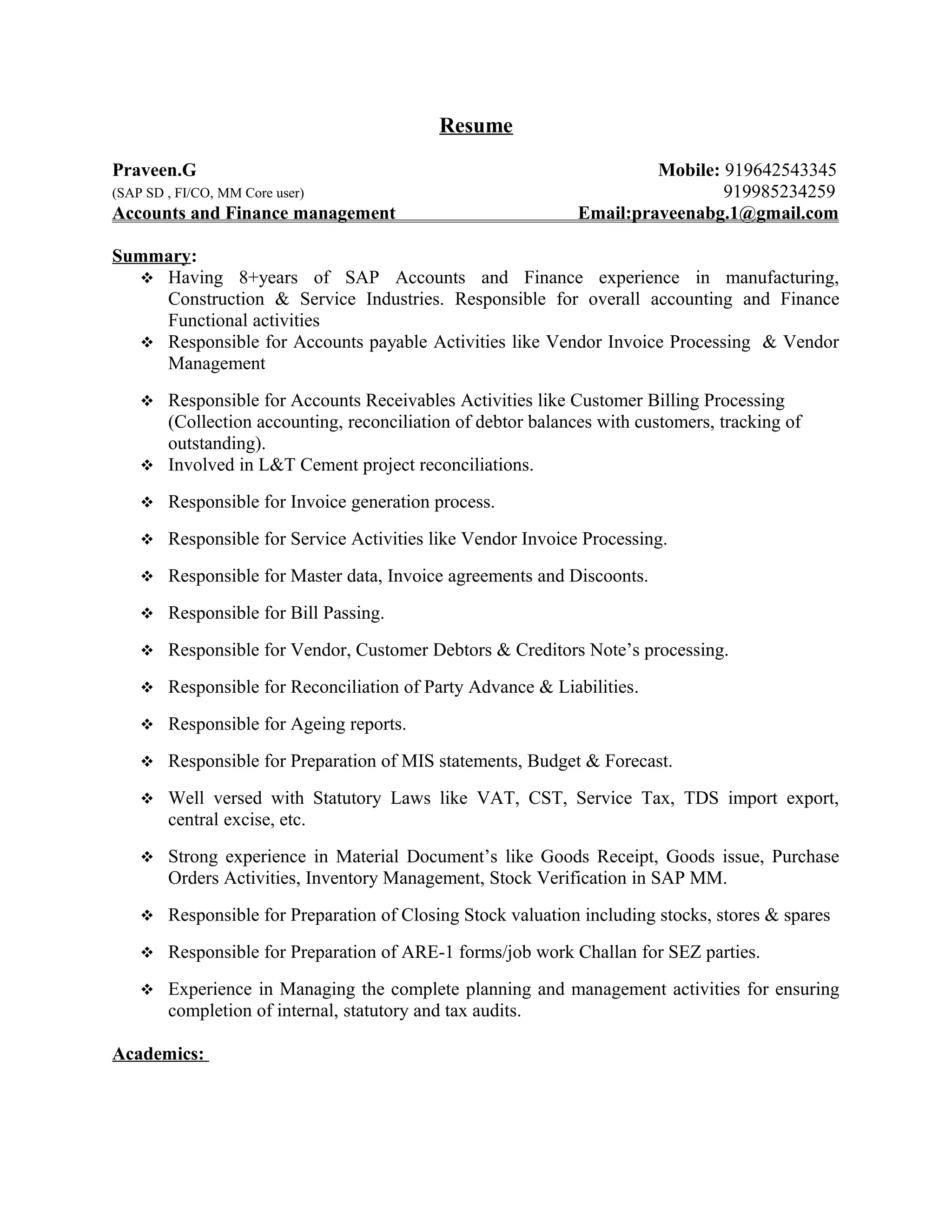 Resume_Praveen | DOC