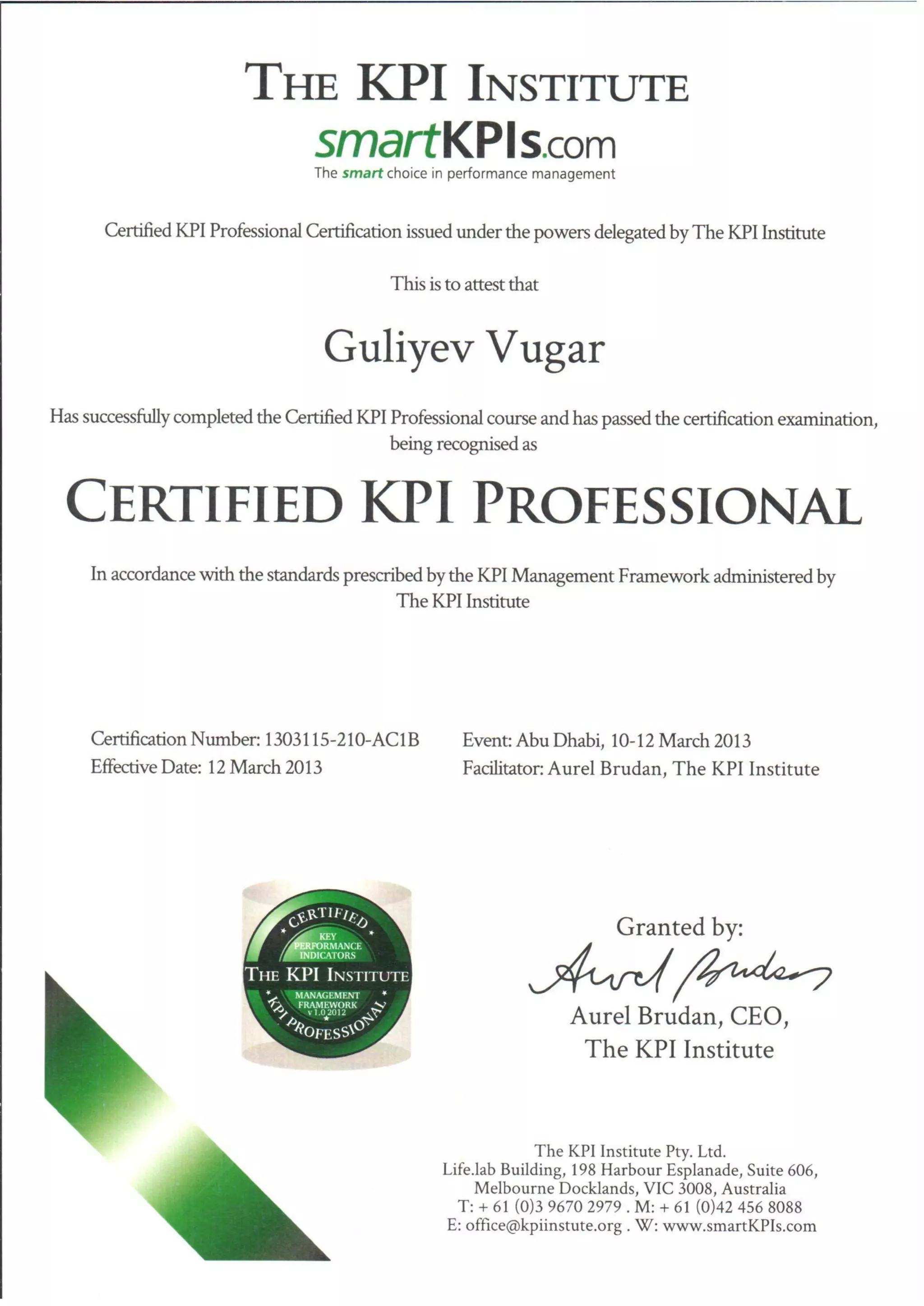 Vugar Guliyev - KPI Professional | PDF