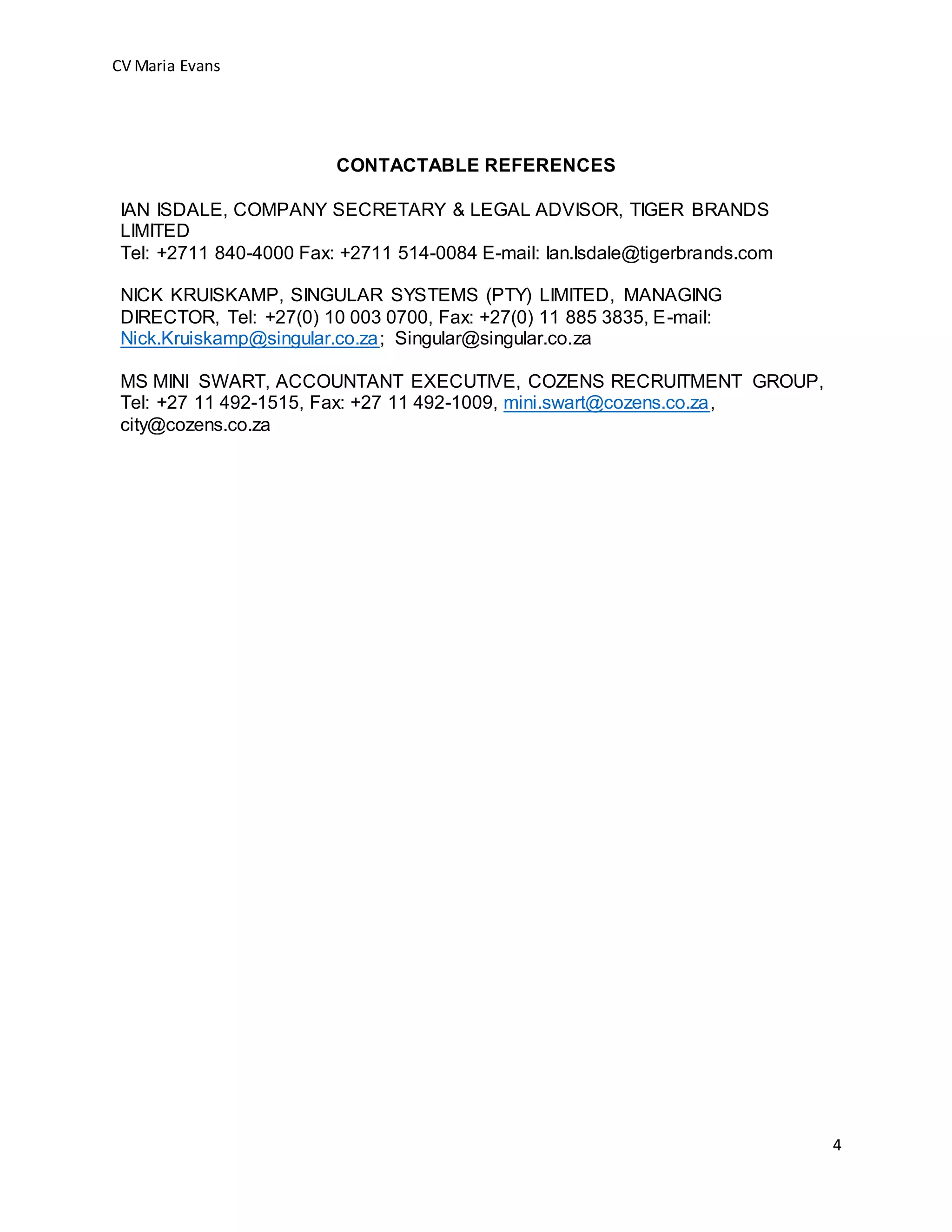 CV Maria Evans 2016 | DOCX