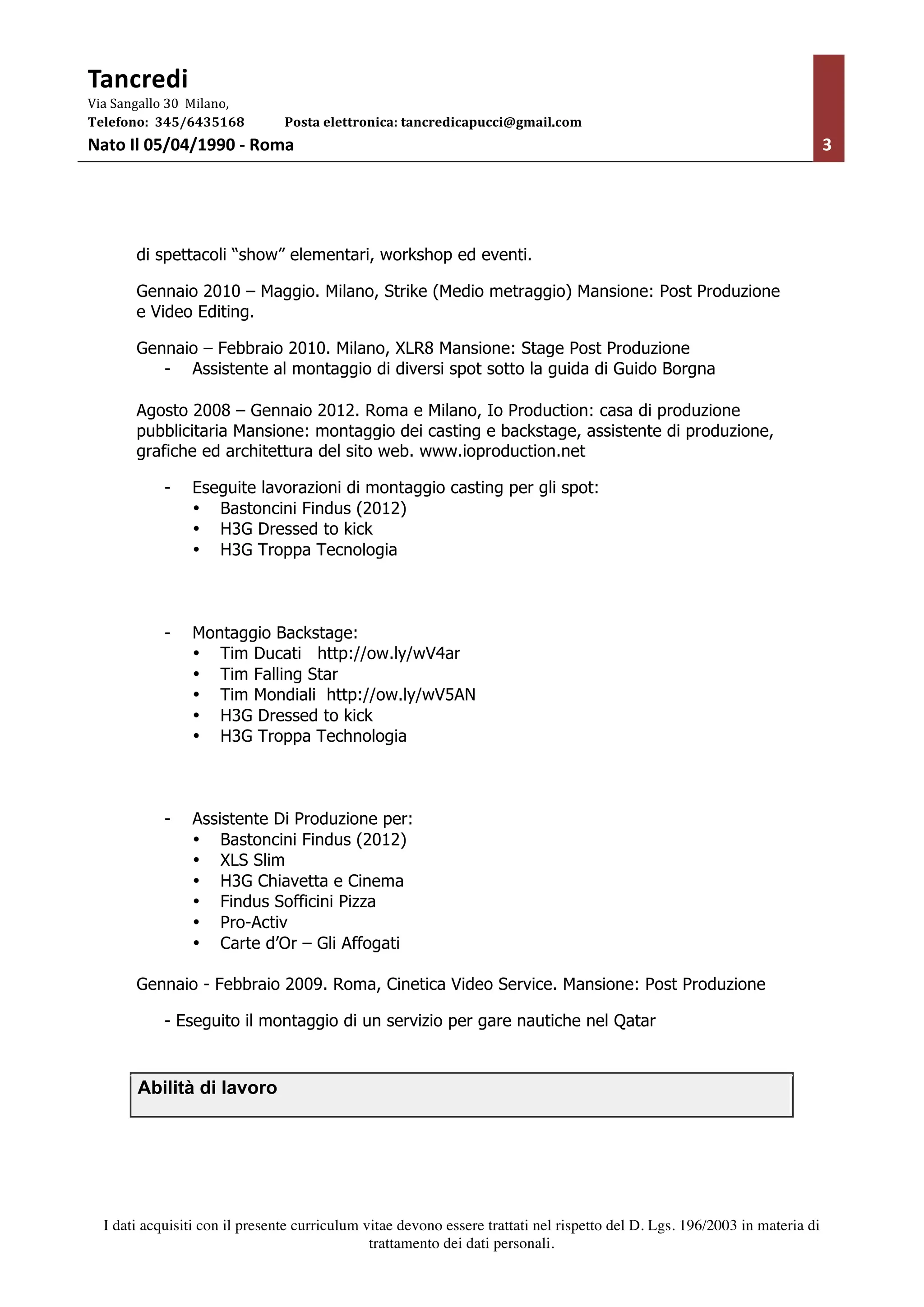 C.V. in Italiano | PDF