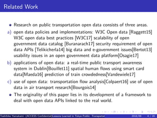 Lessons Learned in Tokyo Public Transportation Open Data APIs | PPT