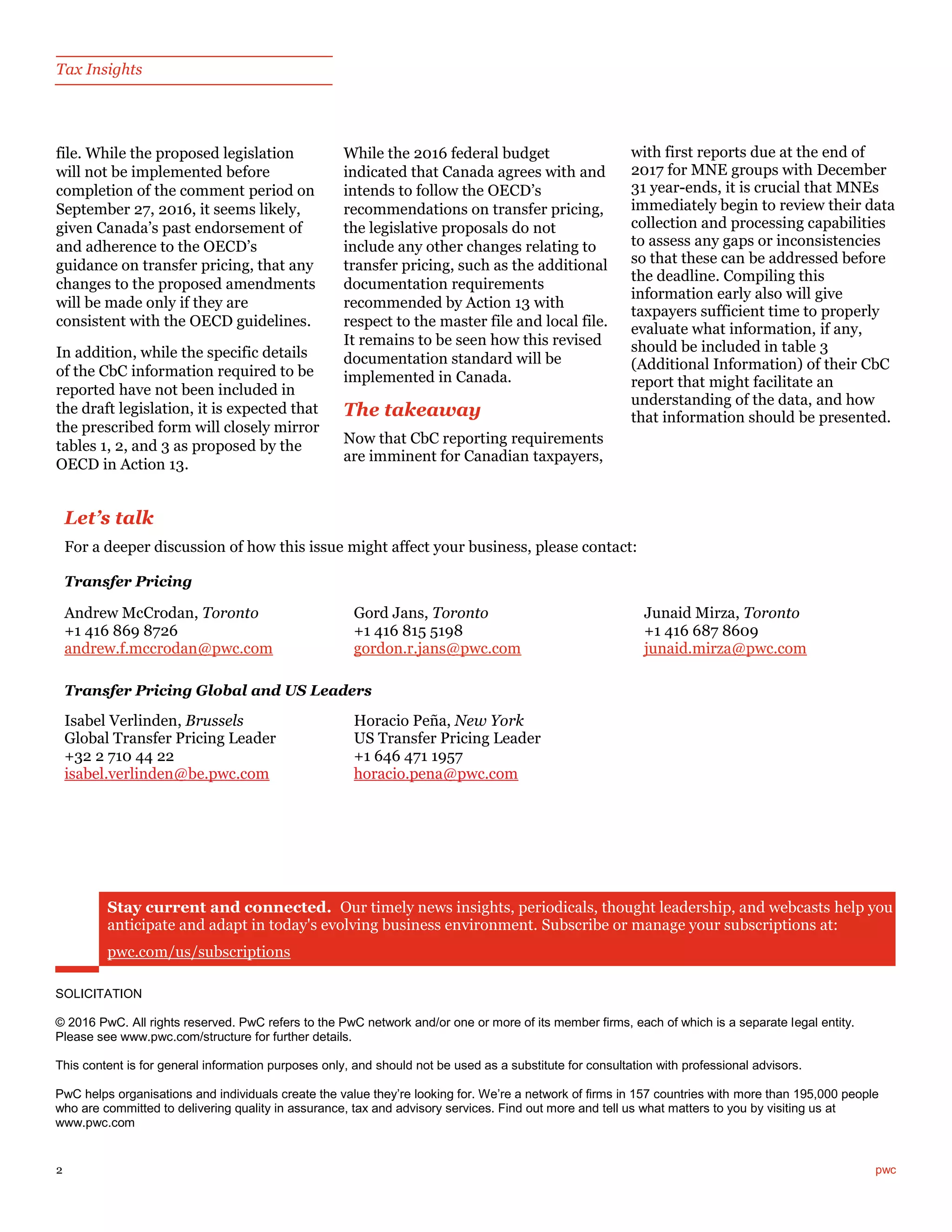 pwc-TP-Canada-proposed-CbCR | PDF