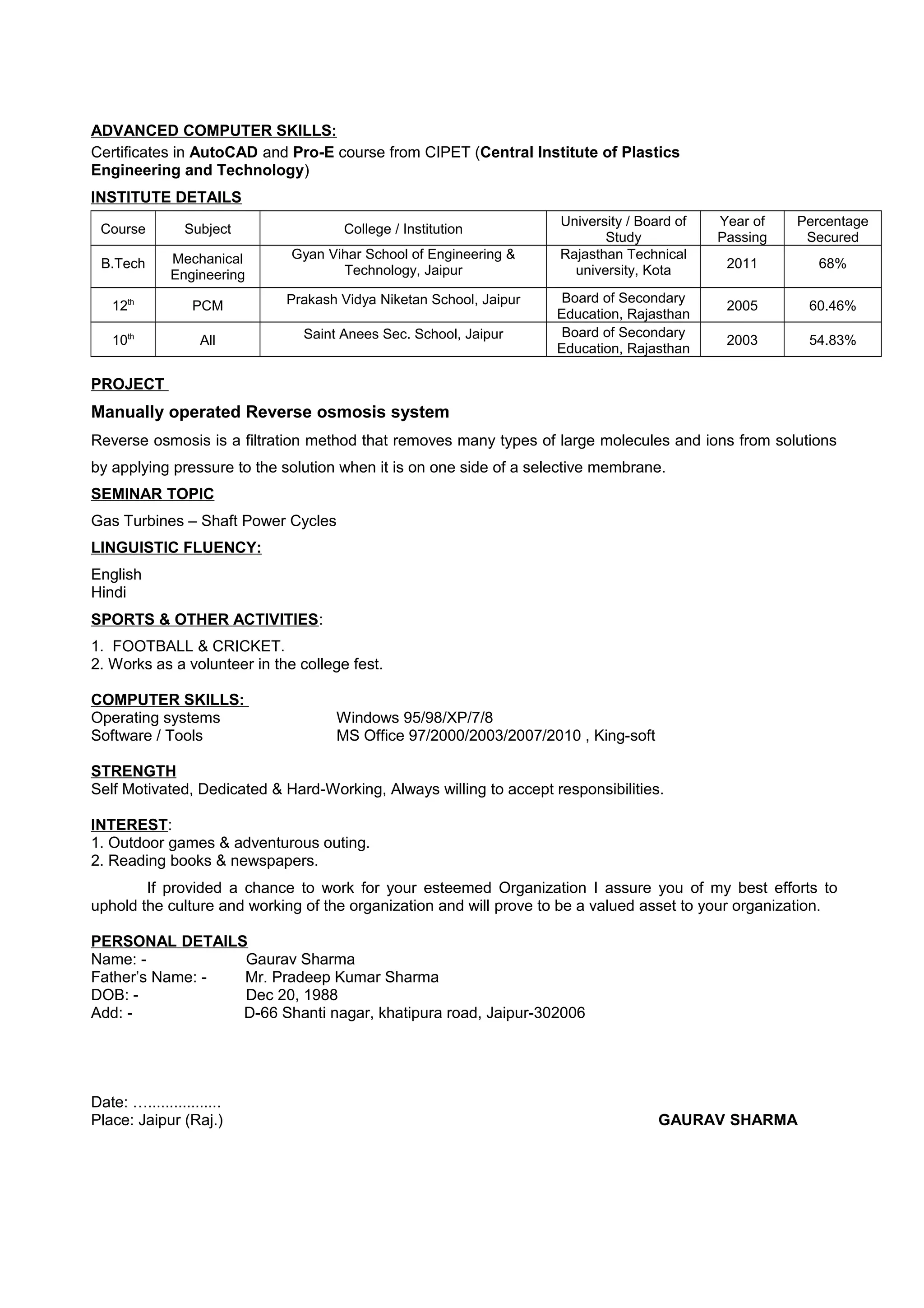 GAURAV SHARMA CV | DOC