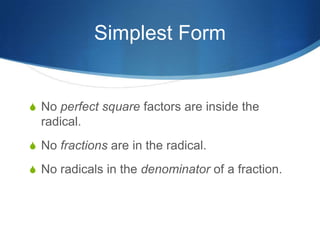 A19-2 simplifying radicals | PPTX