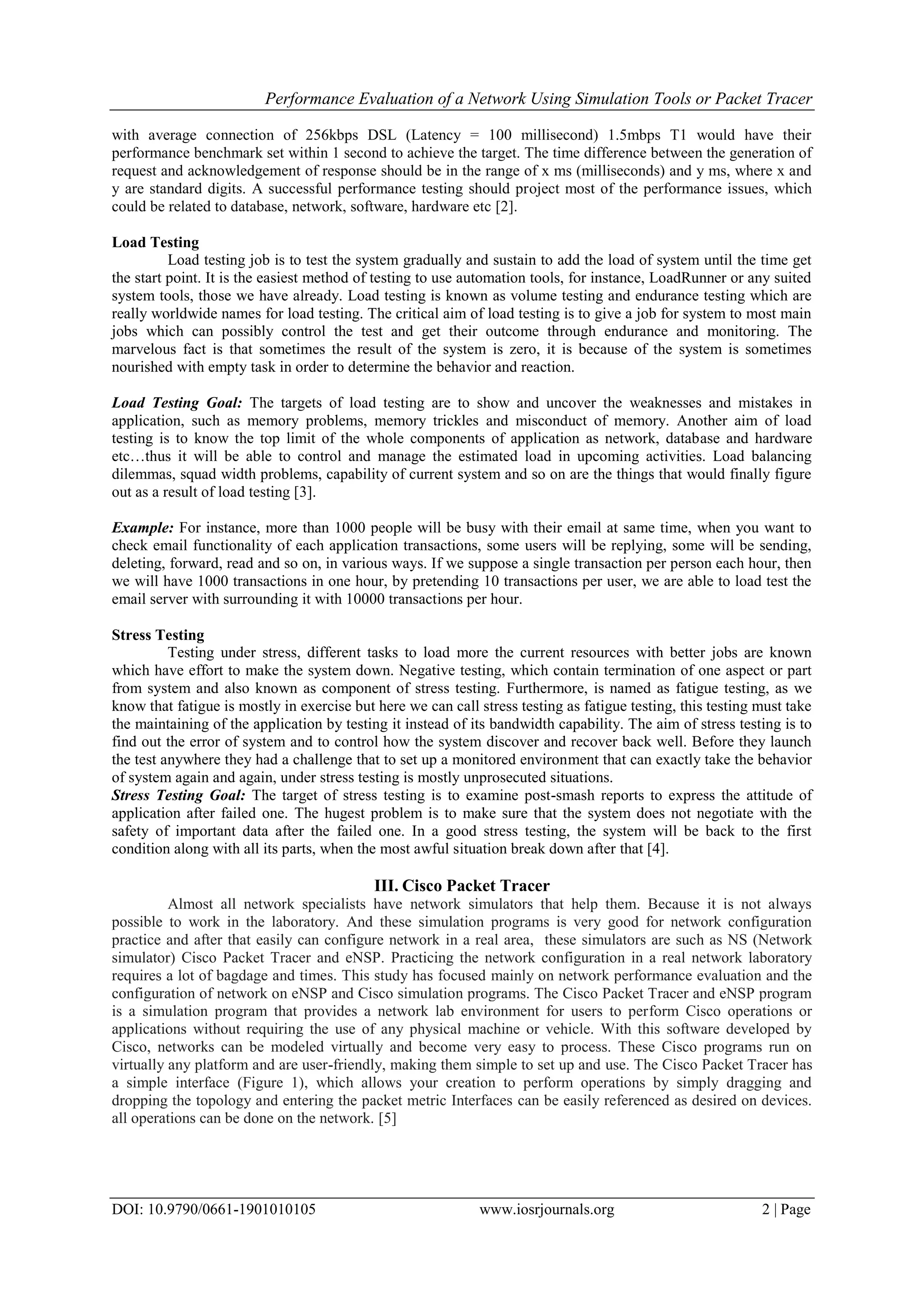 Performance Evaluation of a Network Using Simulation Tools or Packet ...
