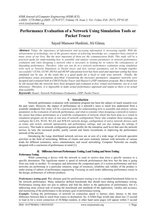 Performance Evaluation of a Network Using Simulation Tools or Packet Tracer | PDF