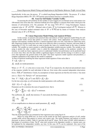 Linear Regression Model Fitting and Implication to Self Similar Behavior Traffic Arrival Data ...
