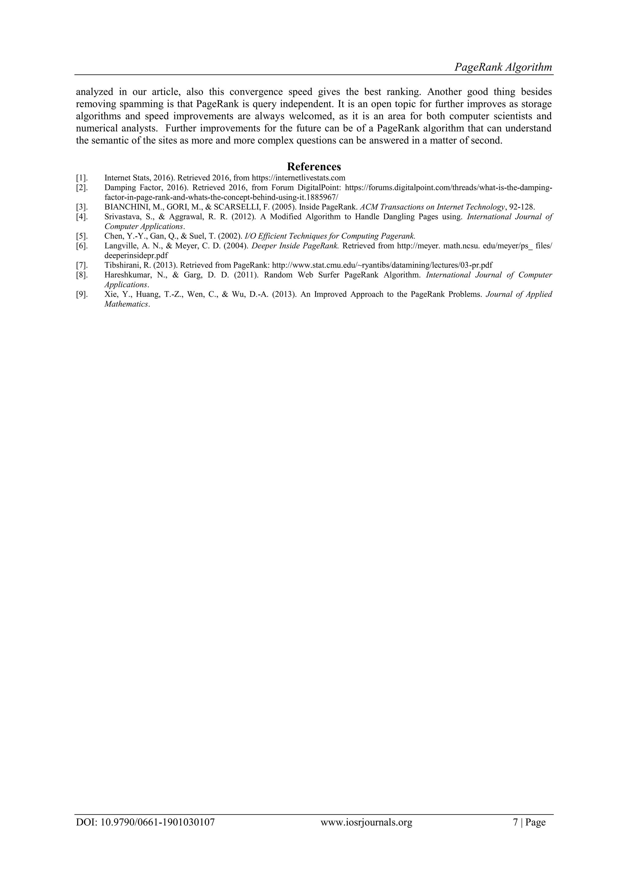 PageRank Algorithm | PDF